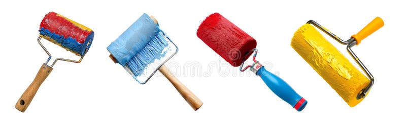 3D Rendering Pack of a Paint Roller on Transparent Background Stock ...