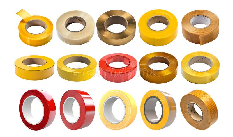 3D Rendering Pack of a Plastic Tape on Transparent Background Stock ...