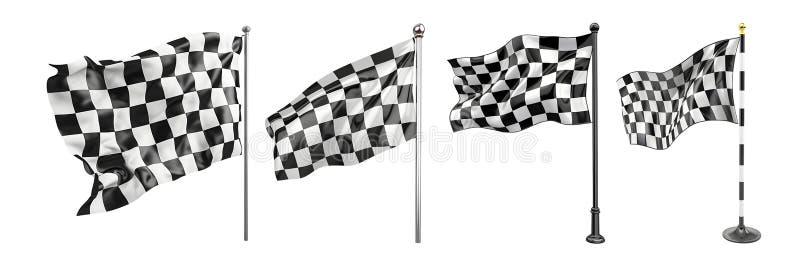 3D Rendering Pack of a Race Winning Flag on Transparent Background ...