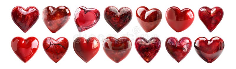 3D Rendering Pack of a Red Love Heart on Transparent Background Stock ...