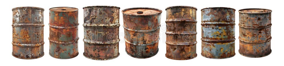 3D Rendering Pack of a Rusted Iron Drum Transparent Background Stock ...