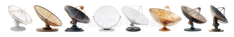 3D Rendering Pack of a Signal Receiver Dish on Transparent Background ...