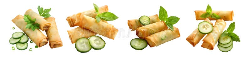 3D Rendering Pack of a Spring Roll on Transparent Background Stock ...