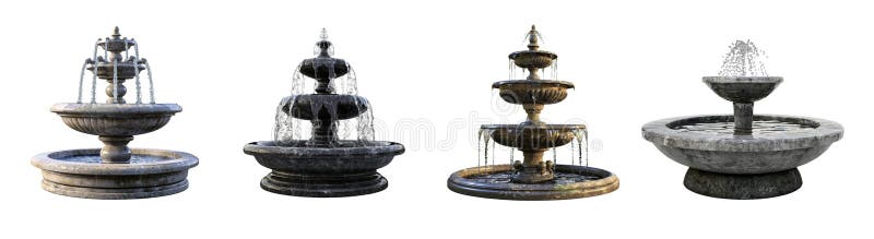 3D Rendering Pack of a Water Fountain on Transparent Background Stock ...