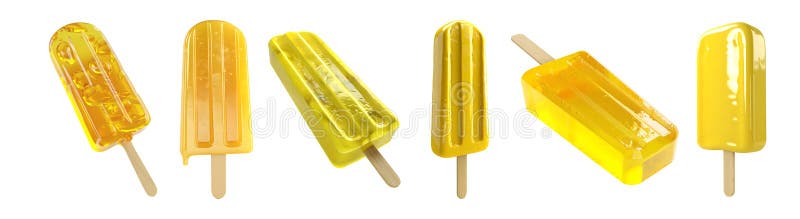 3D Rendering Pack of a Yellow Ice Cream on Transparent Background Stock ...