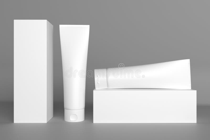 3d Rendering, Packaging Template for Cream or Cosmetics with Boxes ...
