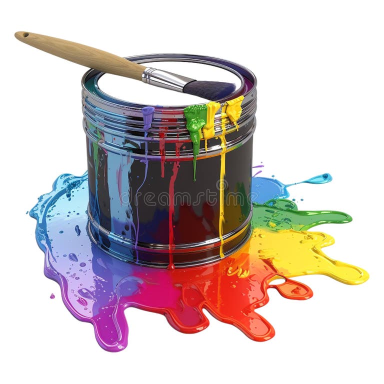 3D Rendering of a Paint Box with Brush on Transparent Background - Ai Generated Stock ...