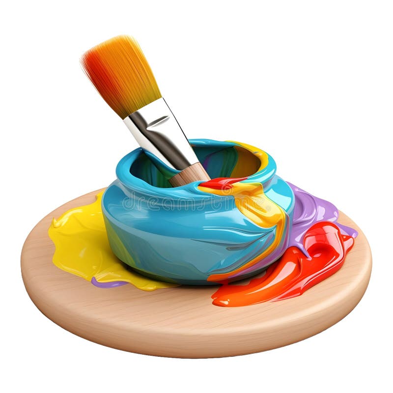 3D Rendering of a Paint Brush with Colorful Paint Heart on Transparent ...