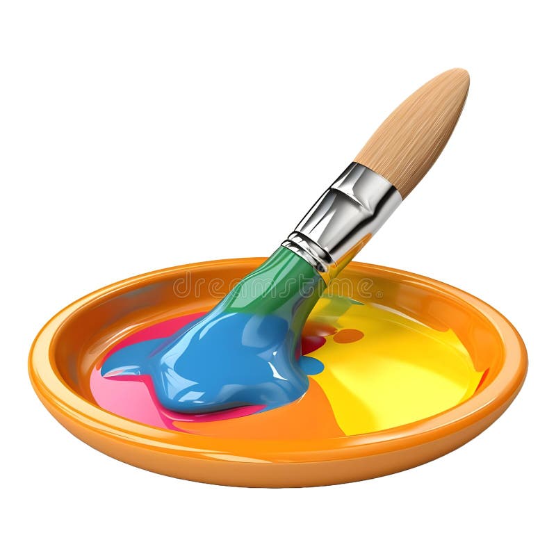 3D Rendering of a Paint Brush with Colorful Paint Heart on Transparent Background - Ai Generated ...