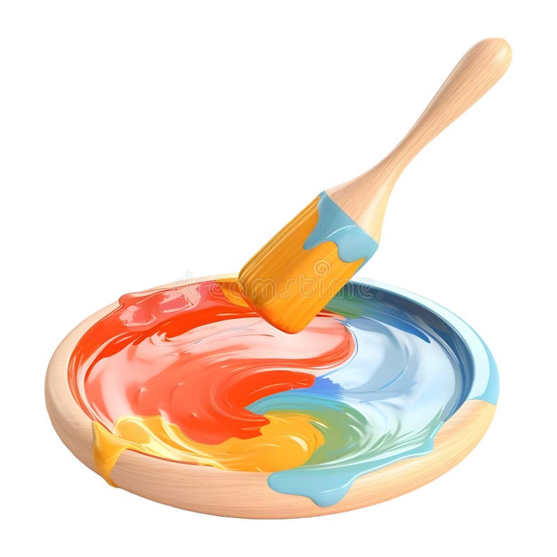 3D Rendering of a Paint Brush with Colorful Paint Heart on Transparent Background - Ai Generated ...