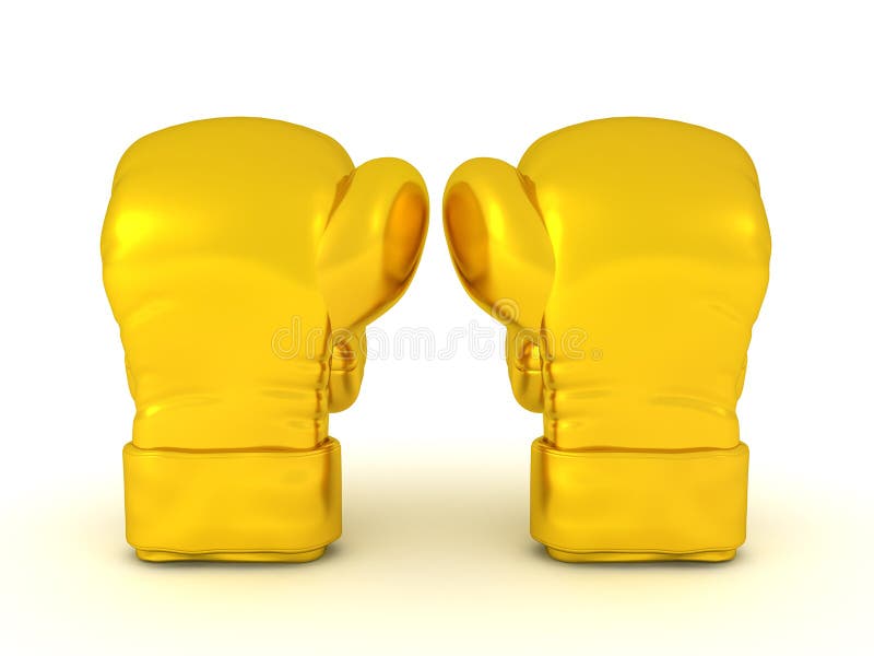 3D Rendering of a Pair of Golden Boxing Gloves Stock Illustration ...