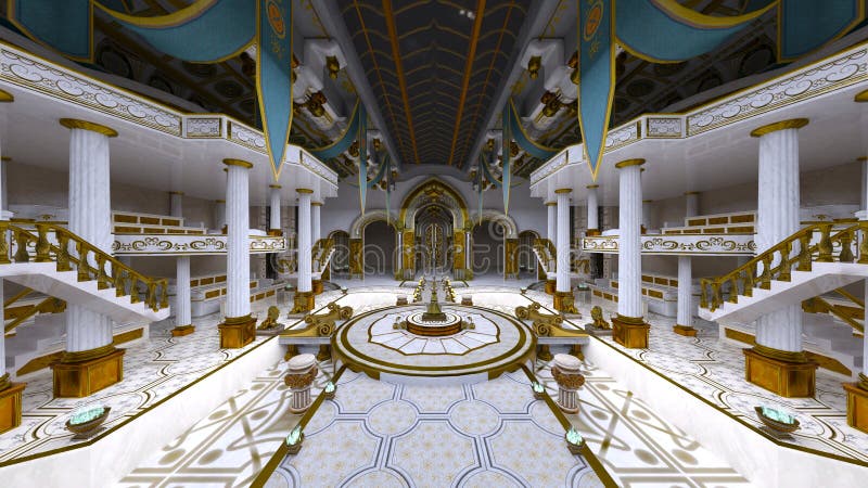 3D rendering of the palace stock illustration. Illustration of throne ...