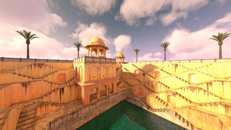 3D Rendering of the Palace Courtyard Stock Illustration - Illustration ...