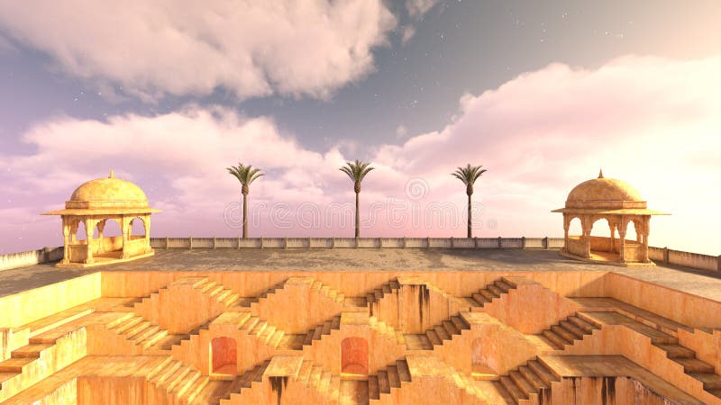 3D Rendering of the Palace Courtyard Stock Illustration - Illustration ...