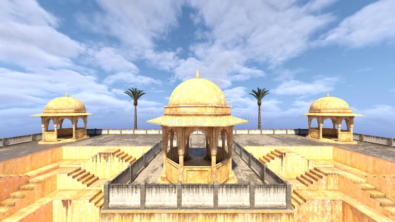 3D Rendering of the Palace Courtyard Stock Illustration - Illustration ...