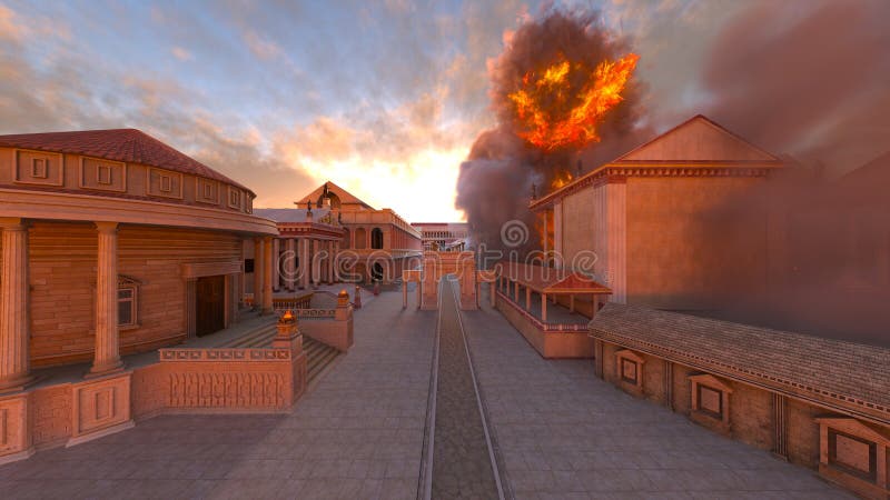 3D Rendering of the Palace Courtyard Under Attack Stock Illustration ...