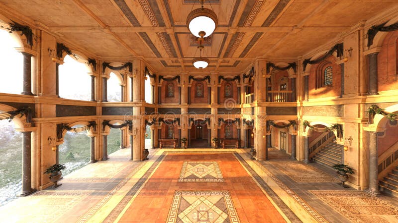 3D Rendering of the Palace Great Hall Stock Illustration - Illustration ...