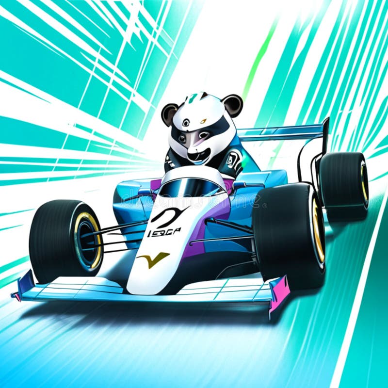 3D Rendering of a Panda Driving a Formula Race Car. AI Generated Stock ...