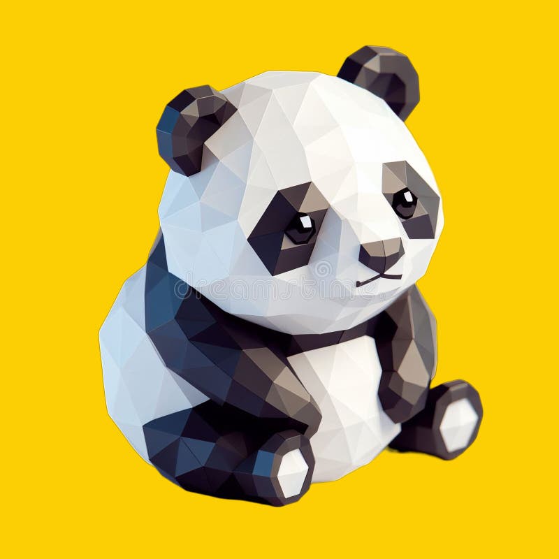 3D Rendering of a Panda Low Polygon Isolated Stock Illustration ...