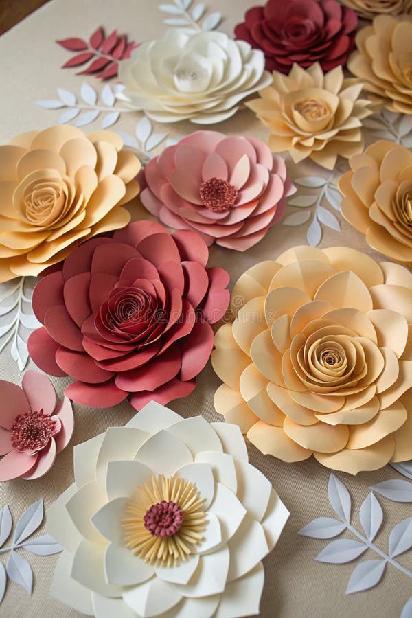 3D Rendering of Paper Like Flower Decoration Stock Illustration ...