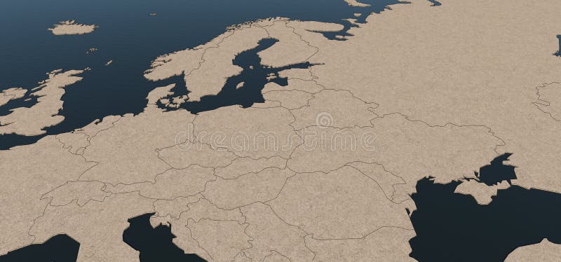 3D Rendering Paper Map of Europe Stock Illustration - Illustration of ...