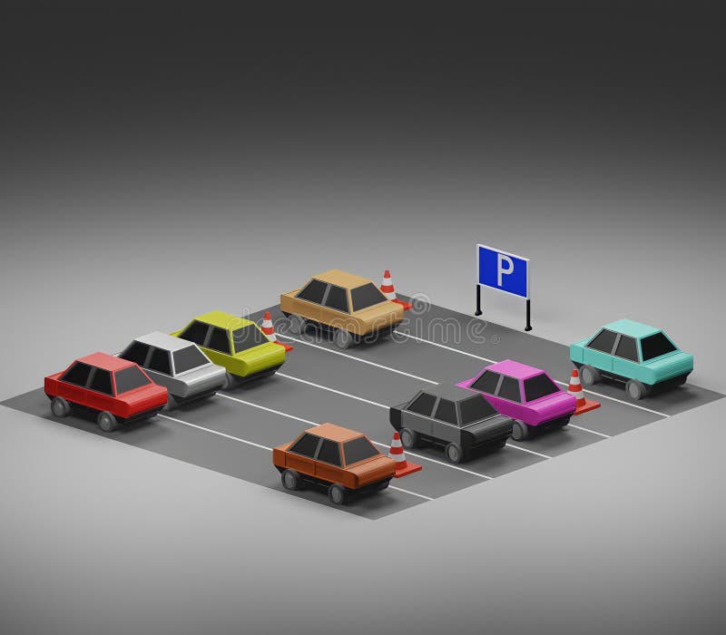 3d Rendering Parking Car Art Illustration Stock Illustration ...