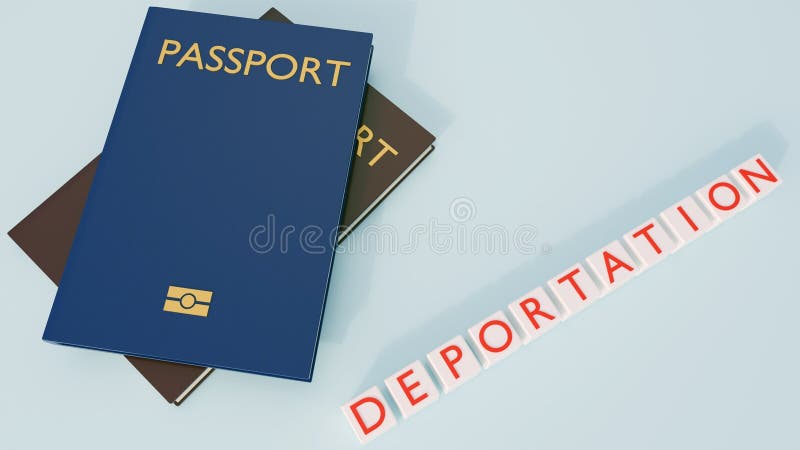 A 3D Rendering of a Passport and the Word DEPORTATION Stock ...