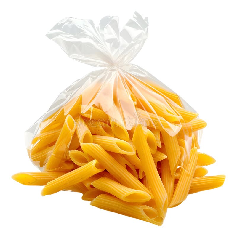 3D Rendering of a Pasta or Marconi in a Plastic Packet on Transparent ...