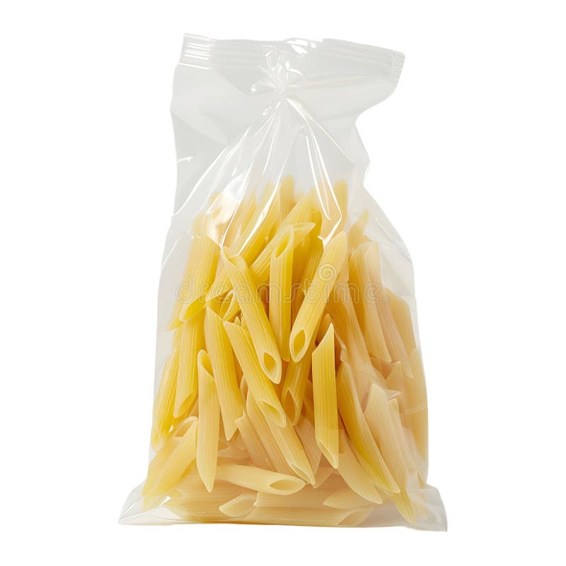 3D Rendering of a Pasta or Marconi in a Plastic Packet on Transparent ...