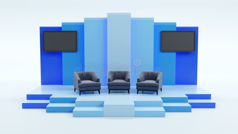 3d Rendering of Pastel Light Stage and Blue Gradation Backdrop with Led ...