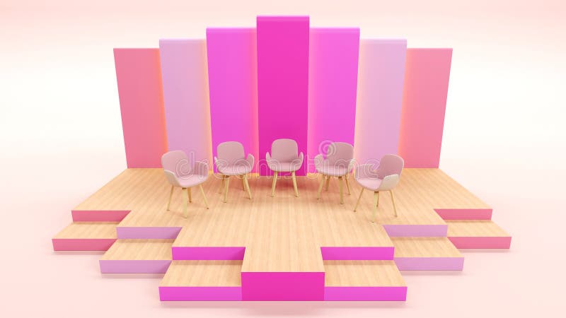 3d Rendering of Pastel Light Stage and Pink Gradation Backdrop with ...