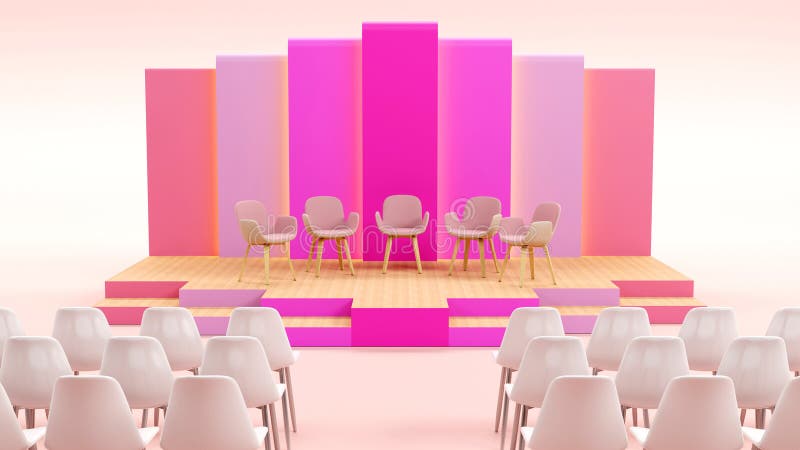 3d Rendering of Pastel Light Stage and Pink Gradation Backdrop with ...