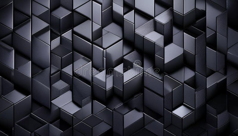 3D Rendering of a Pattern of Black Cubes for Backgrounds and Textures ...