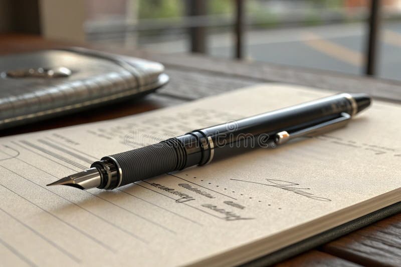 3D Rendering of a Pen on Paper Stock Illustration - Illustration of ...