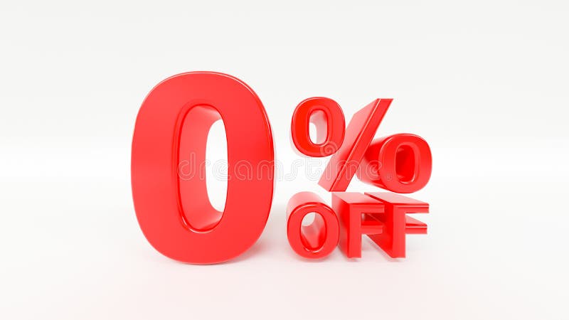 3d Rendering of a "0 Percent Off" Writing on a White Background Stock ...