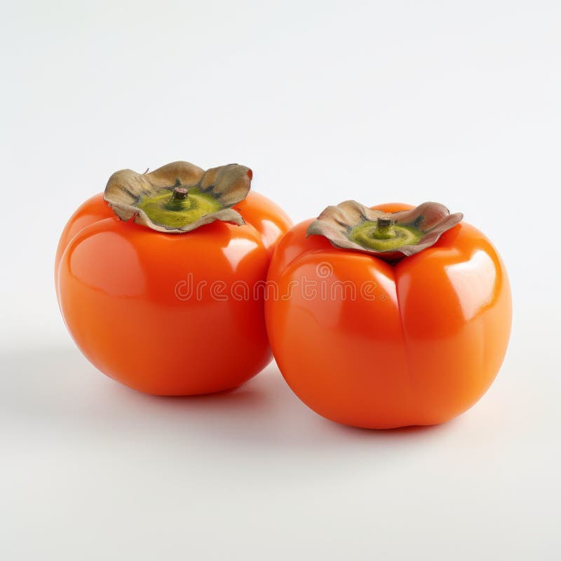 Two Orange Persimmons on White Background Stock Illustration ...