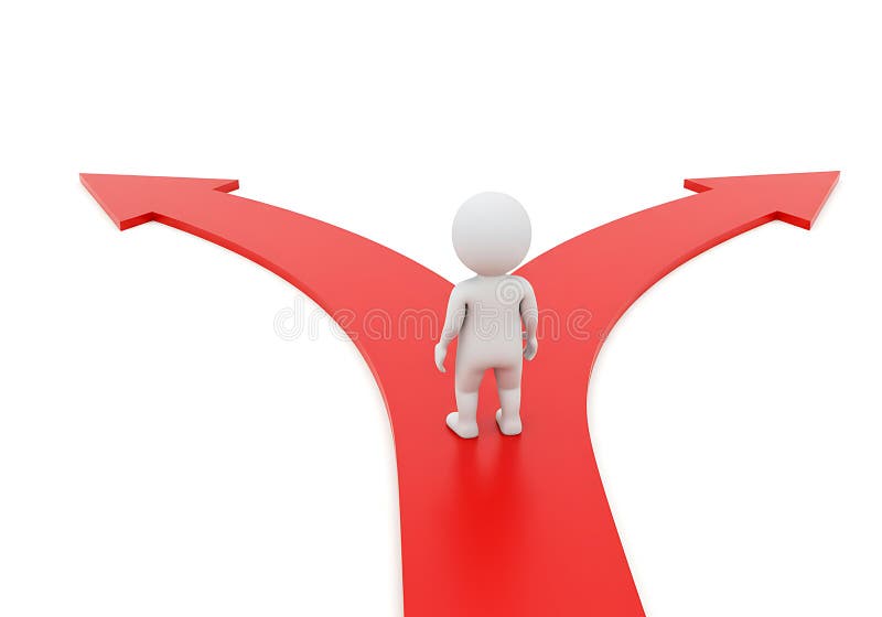 3D Rendering of a Person Facing a Crossroads a Visual Representation of ...