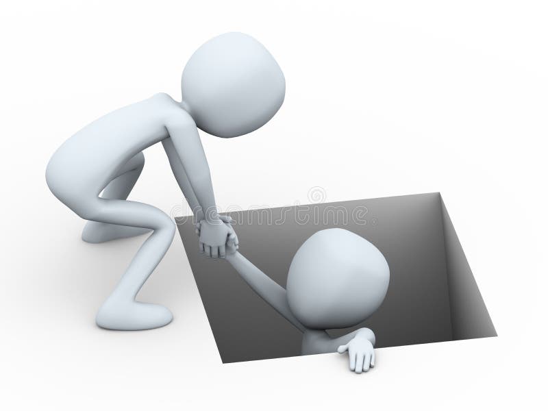 3d Man Help Pulling Another Person Taking from Hole Stock Illustration ...