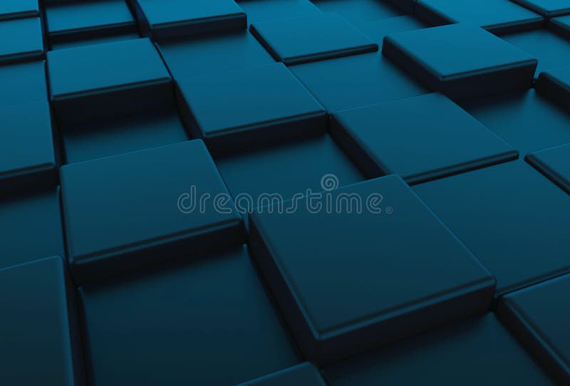 3d Rendering. Perspective View of Dark Blue Square Round Cube Boxes ...