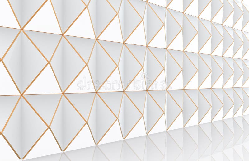 3d Rendering. Perspective View Of Modern Luxurious White Triangle Grid ...