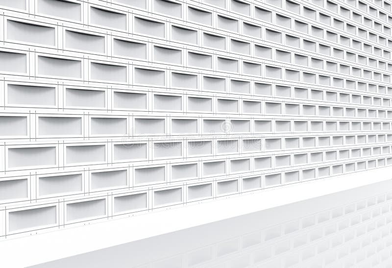 3d Rendering. Perspective View of Modern White Rectangle Brick Stack ...