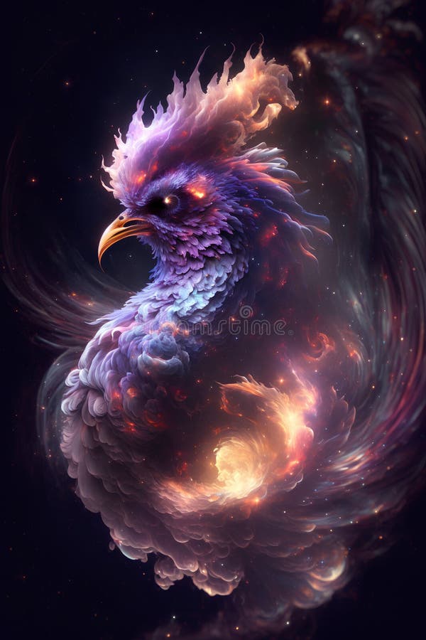 3D Rendering of a Phoenix in Space Surrounded by Stars. Stock ...