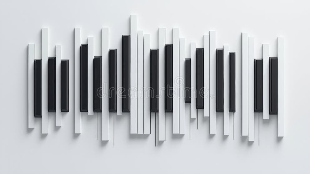 A 3D Rendering of a Piano Keyboard with Black and White Keys. Stock ...