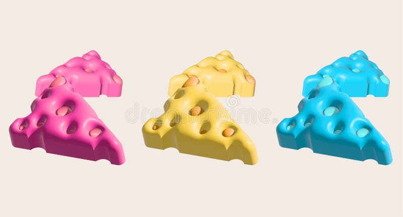 3d Rendering Piece of Cheese, Cheese Icon, Cheese Realistic Food Stock ...