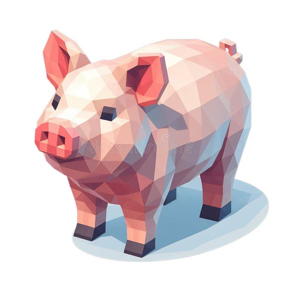 3D Rendering of a Pig Low Polygon Isolated Stock Illustration ...