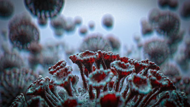 3D Rendering of a Pile of Red and White Coronavirus Cells Stock Image ...