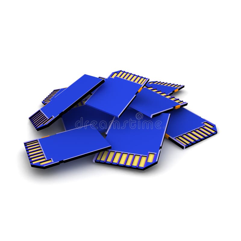 3D Rendering of Pile of SD Cards Stock Illustration - Illustration of ...