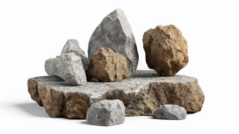3d Rendering of a Pile of Stones Isolated in White Studio Background ...