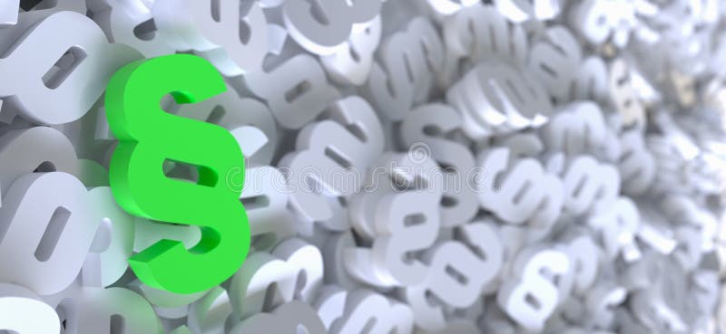 3D Rendering of a Pile of White Paragraph Section Symbols and a Bright ...