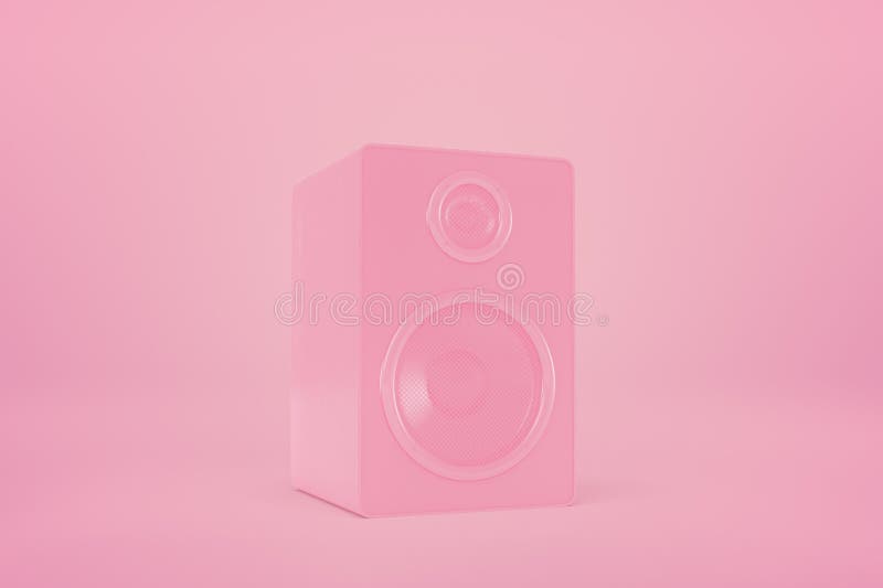 3d Rendering of Pink Audio Column Speaker Standing on Background of the ...